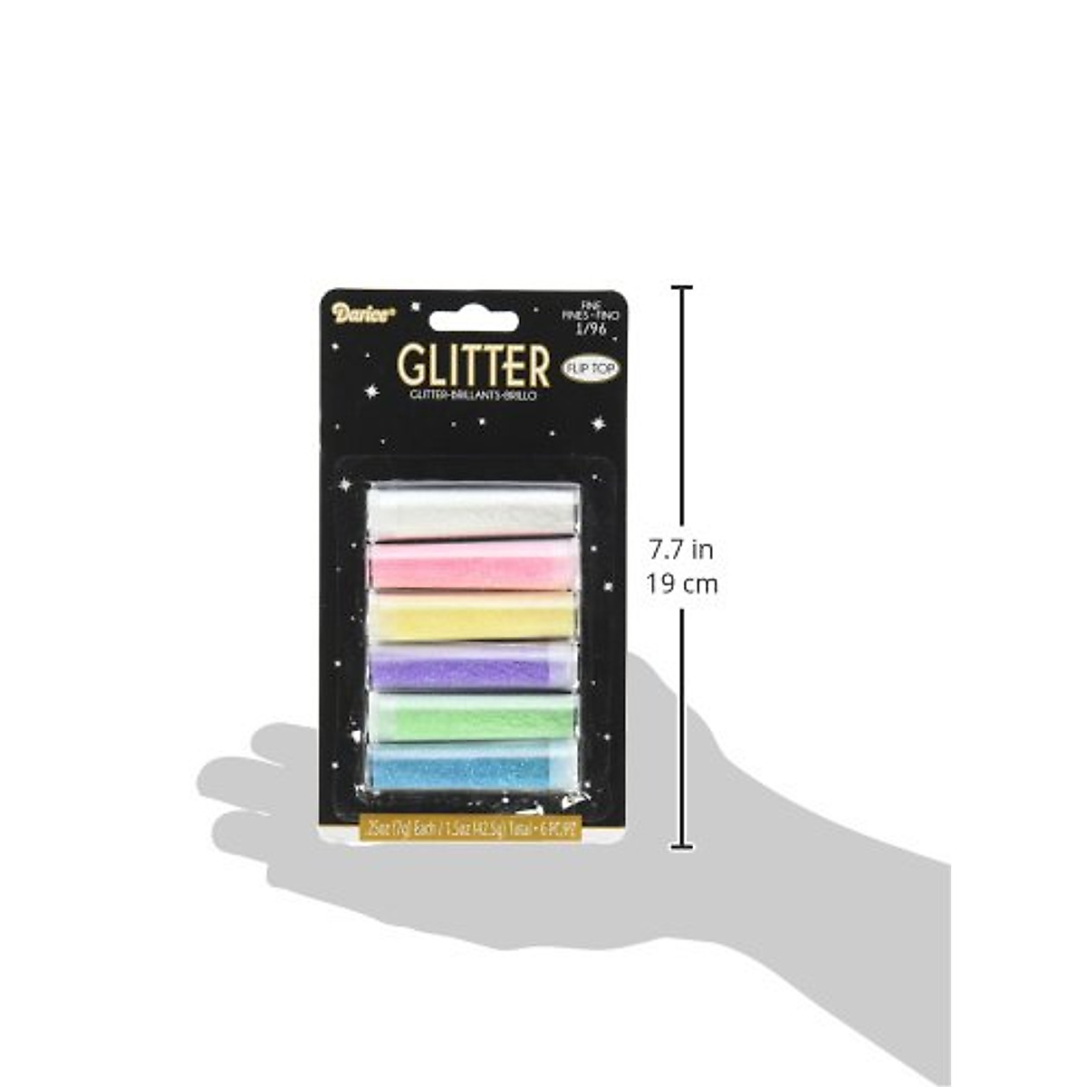 Darice, 6 Piece, Pastel Color Fine Glitter, Assorted