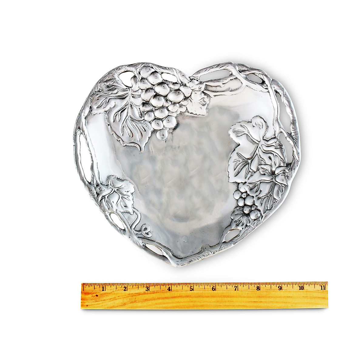 Arthur Court Aluminum Grape Heart Coupe Tray, 9.5 x 10 inch - Romantic Sand-Cast Design, Ideal for Mother's Day or Anniversary