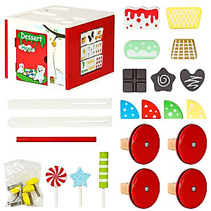 Baby Walker for Girls - Wooden Activity Cube Center for Baby with Pretend Food, Chalkboard, Clocks 6 in 1 Educational Learning Toys for Toddlers - Gift for 1 Year Old Girls & Boys - Easy Assembly