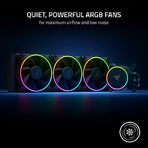 Razer Hanbo Chroma RGB All in One Liquid Cooler aRGB Pump Cap: AIO Design - Quiet, Powerful aRGB Fans - PWM Fan Controller Support - Intel LGA 115X Series, 2011, 1200, 1700, AM5 Compatible - 360MM