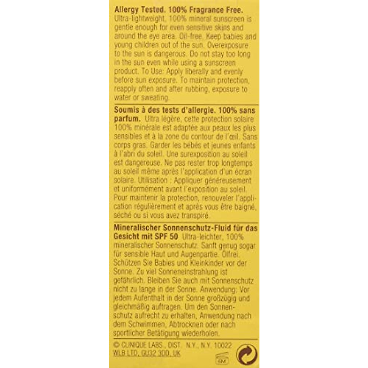 Clinique Spf 50 Mineral Sunscreen Fluid for Face, 1 Ounce