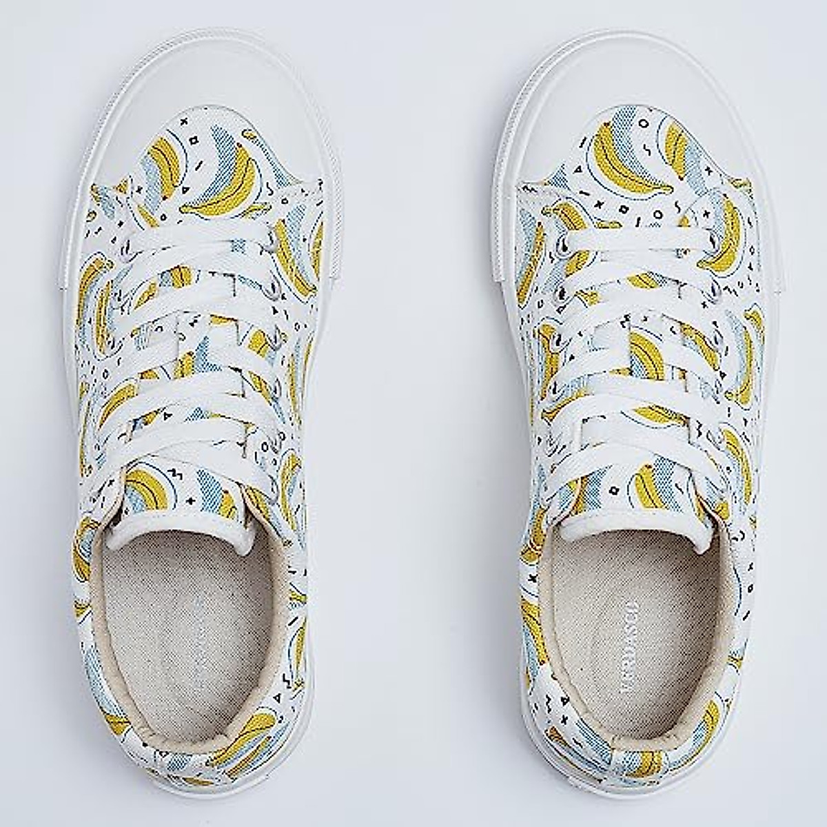 VERDASCO Womens Fashion Sneakers Non-Slip Running Shoes Comfort Walking Shoes Ladies Tennis Shoes White with Banana Painted 9.5