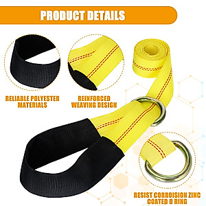 Windyun 12 Pack Tow Truck Straps Lasso Wheel Lift Straps Lasso Tow Strap with D Ring 11, 000 Lbs Break Strength Auto Tie Down Auto Hauler for Trailer Truck Tie