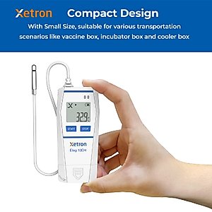 Xetron Multi-Use Temperature Humidity Data Logger with External Probe,32000 Points Reusable Recorder for Cold Chain, PDF Report, Calibration Certificate Elog10EH (1 Pack）Upgrade RC-5