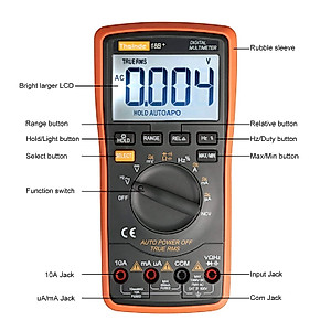 Auto Ranging Digital Multimeter TRMS 6000 Counts with 1000V 20A Multimeter Test Leads Probes Set