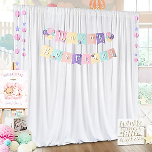 10ft x 10ft White Backdrop Curtains for Parties Thick White Backdrop Drape for Wedding Baby Shower 2 Panels 5ft x 10ft