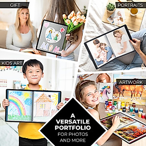 Dunwell 8x10 Photo Album Book - (Black), Art Portfolio Binder for 8 x 10 Pictures, 24 Clear Sleeves Display 48 Pages, 10x8 Sheet Protector Folder for Kids Artwork, Sketches, Prints