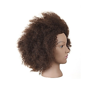 Kalyx Mannequin Head African American with 100% Human Hair Cosmetology Afro Hair Manikin Head for Practice Styling Braiding