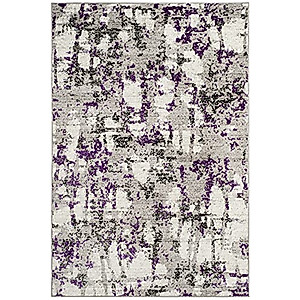 SAFAVIEH Skyler Collection 5'1" x 7'6" Grey / Purple SKY193R Modern Abstract Non-Shedding Living Room Bedroom Area Rug