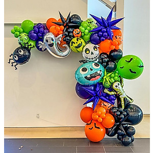 Halloween Party Balloons Decorations, 60PCS 12 Inch Black Orange Purple Green Balloons for Kids Halloween Birthday Bachelorette Party Decorations Supplies