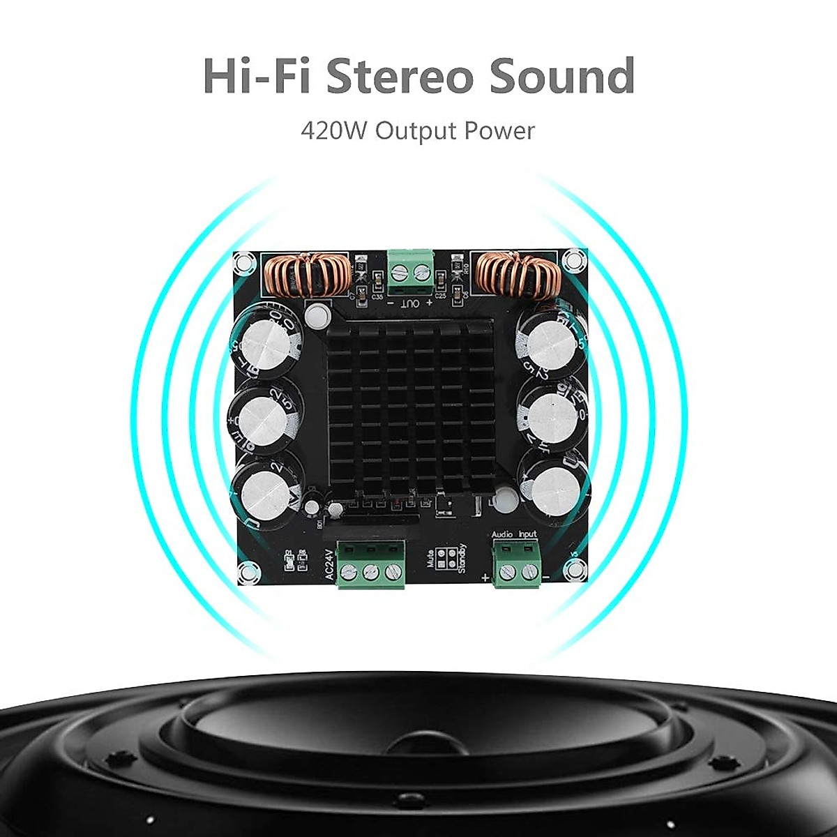 Tosuny 12-28V 420W TDA8954 Subwoofer Digital Power Amplifier Board,Digital Amplifier Board Single Channel Higher Efficiency Mono Amp Board.