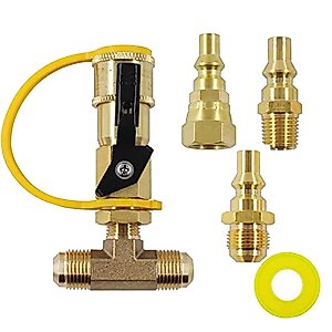 MENSI 1/4" Tee Splitter Universal Quick Disconnect Connect Fittings Adapter Key for RV Motorhomes Exits 3/8" Male Flare Threads Hook Grills