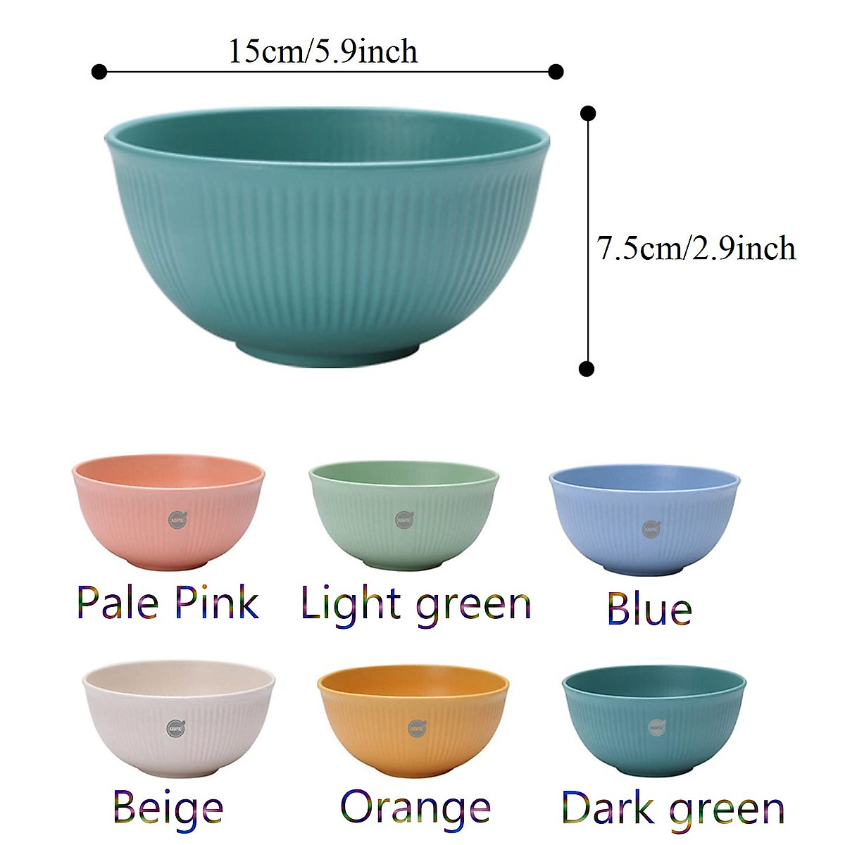 BanYakong Wheat Straw Bowls Set 24 OZ,Unbreakable Large Cereal Bowls Set of 6 Microwave and Dishwasher Safe BPA Free And Reusable Lightweight Bowl For Rice Noodle Soup Snack Salad Fruit
