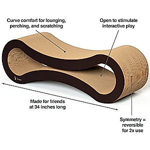 PetFusion Ultimate Cat Scratcher Lounge, Reversible Infinity Scratcher in Multiple Colors. Made from Recycled Corrugated Cardboard, Durable & Long Lasting. 1 Yr Warranty