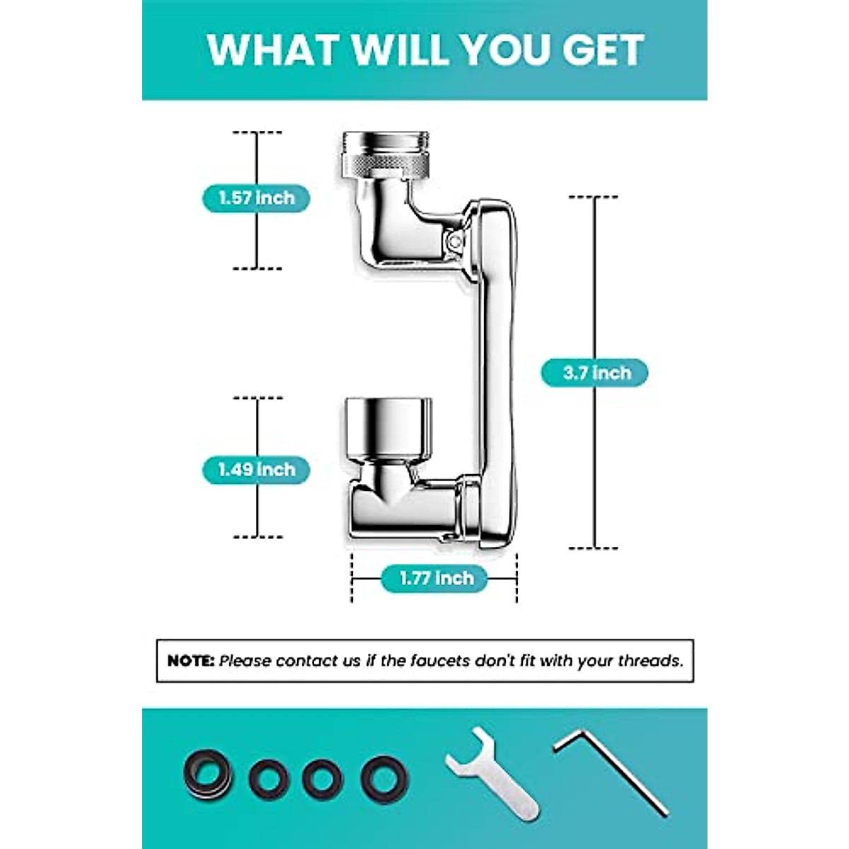 WIRELEL1080° Rotating Faucet Extender, Universal Splash Filter Faucet Aerator with 2 Water Flow Mode with Rubber Gaskets for Bathroom Kitchen Faucet
