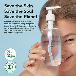 AROMATICA Organic Aloe Vera Gel Gift Set 300ml each – Vegan Body Moisturizer for Irritated Skin, After-Sun Skin Care