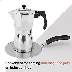 7.87inch Stainless Steel Induction Cooktop Adapter Plate, Heat Diffuser for Glass and Electric Cooktop, Detachable Handle