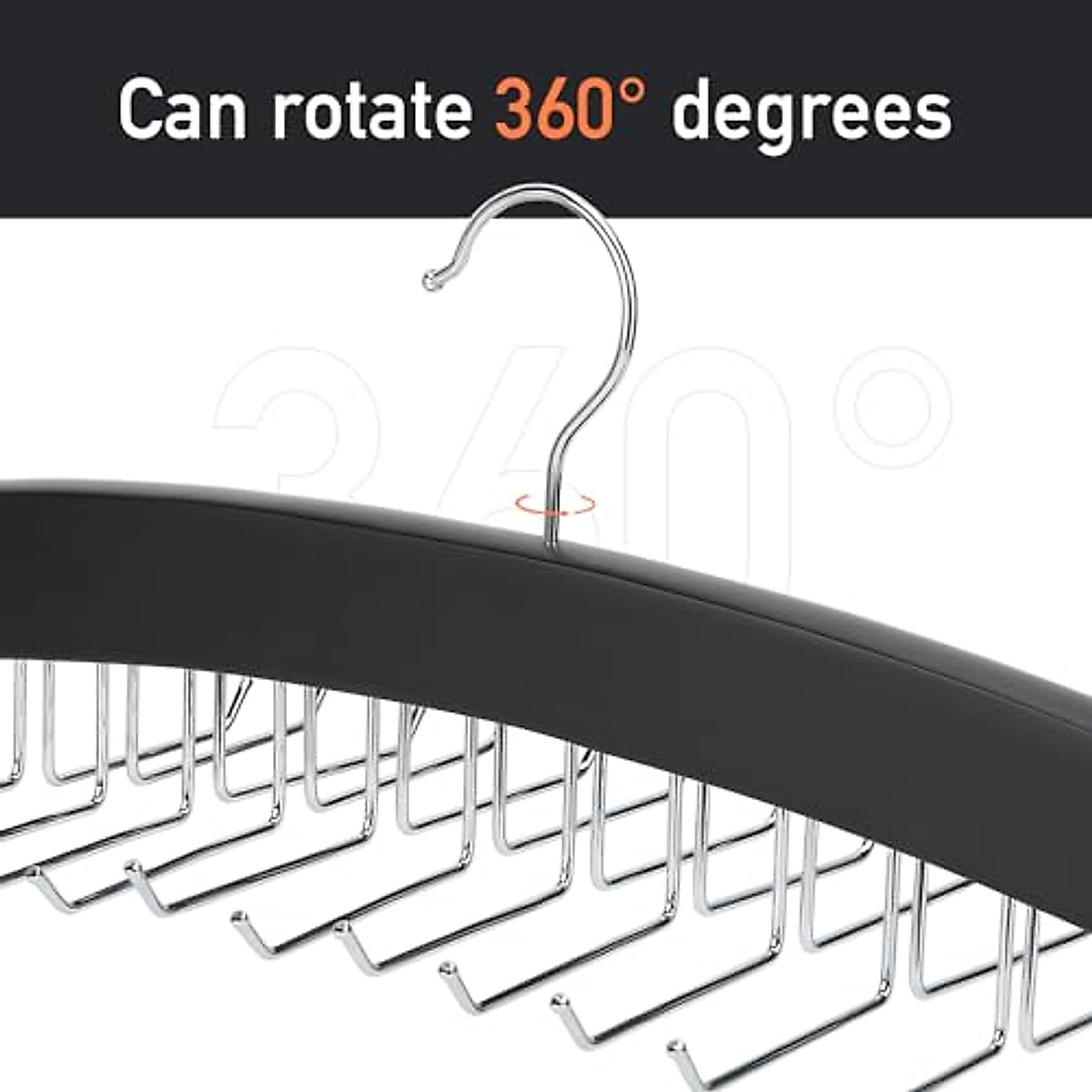 3 Packs Tank Top Hangers Space Saving, Tank Top Organizer Bra Hangers for Closet with 72 Foldable Metal Hooks, Wooden Tie Storage Hanger Racks for Camisoles, Bras, Belts, Scarfs(Black)