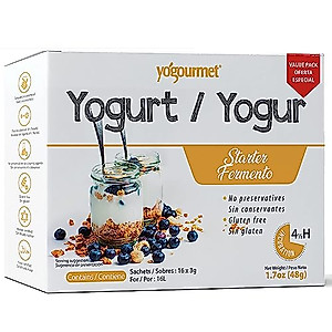 Yogourmet Yogurt Starter (16 Pack) - Make Yogurt at Home - Starter Culture - All Natural, Gluten Free, Kosher, Halal - 3 g Sachets