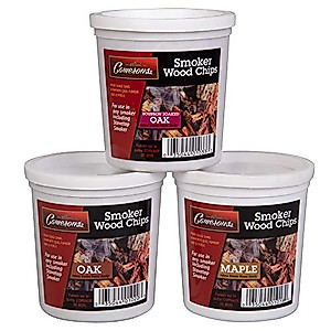Wood Smoking Chips - Bourbon Soaked Oak, Maple, and Oak Wood Chips for Smokers - Set of 3 Resealable Pints (0.473176 L)