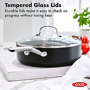 OXO Agility Series 5QT Saute Pan with Lid, Ceramic Nonstick Cookware PFAS-Free, Induction Suitable, Quick Even Heating, Stainless Steel Handles, Chip-Free Rims, Dishwasher and Oven Safe, Black