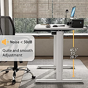 JUMMICO Standing Desk Electric Adjustable Desk Large 55 x 24 Sit Stand Up Desk Home Office Computer Desk Memory Preset with T-Shaped Metal Bracket and Holes for Routing Cables, White