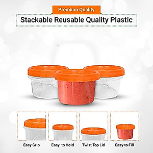 [Orange - 12 Pk] Airtight Deli Containers with Lids Twist Lock Top Clear Food Storage for Meal Prep Snacks and Leftovers Freezer and Microwave Safe Stackable Leak-Resistant and 12 Pc. Set (16 Ounce)