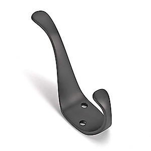 Ambipolar 10-Pack Elegant Coat Hooks Wall Mounted, Decorative Heavy Duty Double Matt Black Wall Hooks for Hanging, Coat Hooks, Purse Rack, Hat Hooks with Screws