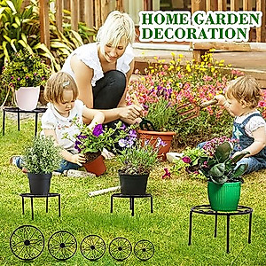 Kataslly 5 Pack Metal Plant Stand for Outdoor Indoor Plant Stand Heavy Duty Flower Pot Stands for Multiple Plant, Rustproof Iron Round Shelf for Planter, Potted Plant Holder for Patio & Garden Decor