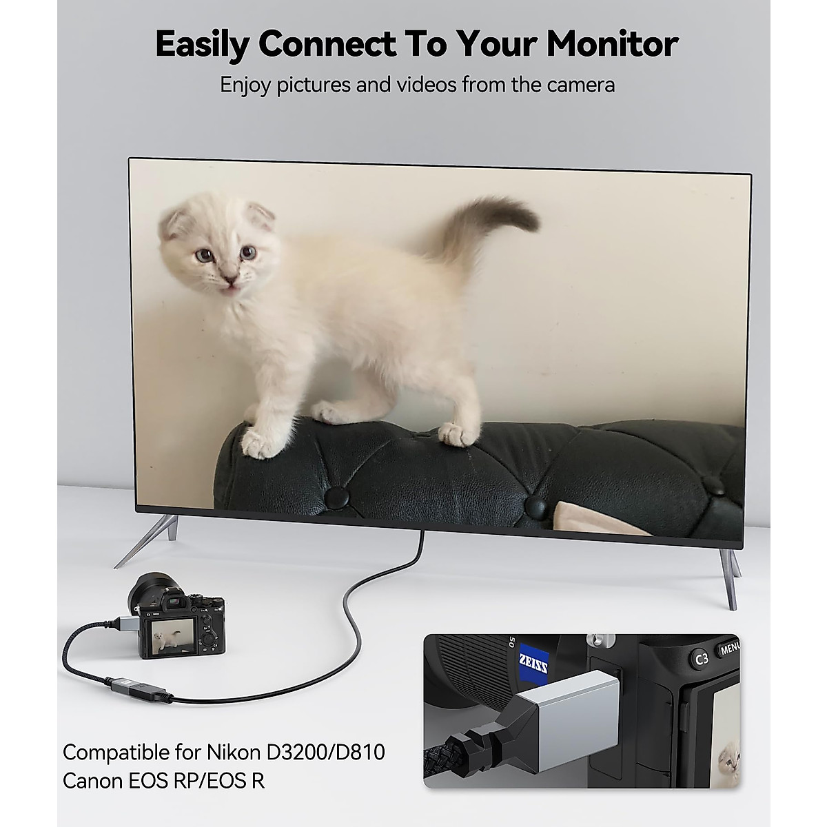 CLAVOOP Mini HDMI to HDMI Adapter, 4K HDMI Female to Mini HDMI Male Cable Adapter Compatible for DSLR Camera, Camcorder, Raspberry Pi Zero/W, Graphics Card, Laptop, HDTV, Projector - Grey