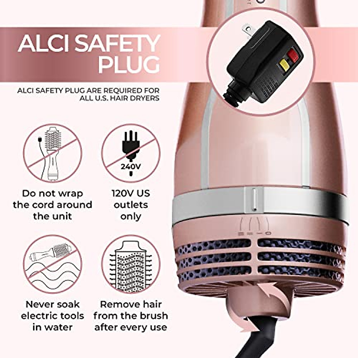 Magnifeko Round Hair Dryer Brush - Hot Air Blow Dryer Brush for Women for Hair Drying, Styling and Volumizing-(Rose Gold)