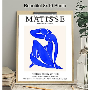 Matisse Wall Art - Blue Matisse Poster, 8x10 - Matisse Print - Minimalist Wall Art - Abstract Art - Line Art Decor - Mid Century Modern Wall Art - Henri Matisse - Aesthetic Pictures - Minimal Wall Art