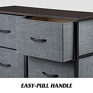 WLIVE Fabric Dresser for Bedroom, 6 Drawer Double Dresser, Storage Tower with Fabric Bins, Chest of Drawers for Closet, Living Room, Hallway, Nursery, Dark Grey