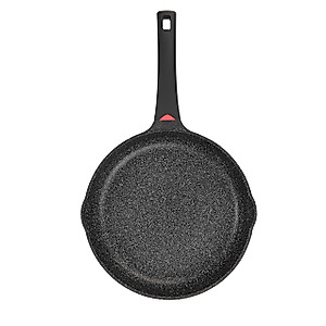 11 Inch Non Stick Frying Pans Granite Coated with Pour Spout - Lightweight 2.9 Quart Skillets and Frying Pans with Comfort Stay Cool Grip Handle - Induction Compatible PFOA Free Frying Pan (Black)
