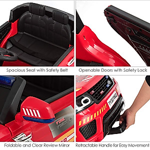 Costzon Ride on Car, 12V Battery Powered Police SUV Vehicle w/Remote Control, Siren Flashing Light, Horn Music, Intercom, Spring Suspension, 3 Speeds, USB, 4 Wheeler Truck, Kids Cars to Drive, Black