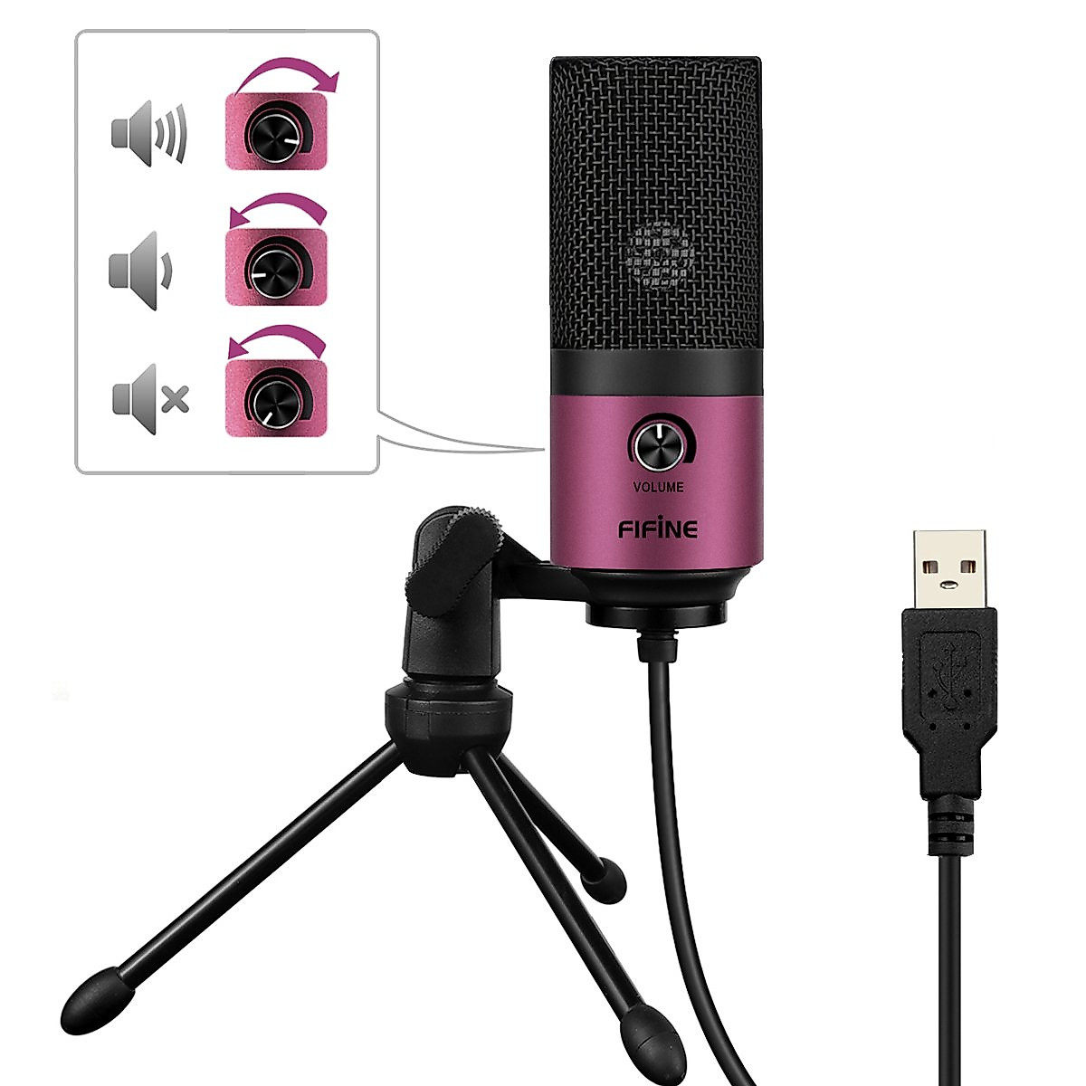 FIFINE USB Podcast Condenser Microphone Recording On Laptop, No Need Sound Card Interface and Phantom Power-K669
