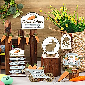 Easter Tiered Tray Decor Spring Table Wooden Sign Decorations Easter Tabletop Farmhouse Signs Carrot Egg Bunny Decor for Easter Party Home Kitchen Holiday (Carrot, 12 Pcs)