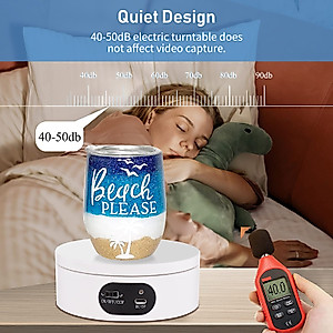 maieray Turner Cup Motorized Rotating Display Stand for Epoxy Glitter Tumbler, 360°Automatic Mute Rotating Turntable for Photography Products, Tumbler Mugs Making Supplies Spinner USB 4.72in