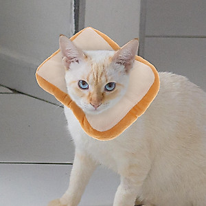 Mipcase Cute Neck Adjustable Puppy Toast After Surgery, Elizabeth Design Cat Lovely Bread Cats S Kitten/to Cone: Stop Soft Size for Soft- Cones Bite Collar: with