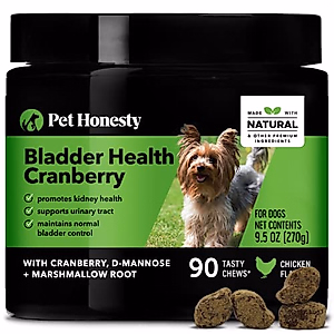 Pet Honesty Bladder Health Cranberry Supplement for Dogs – Kidney Support for Dogs, Dog UTI - Cranberry & D-Mannose to Help Support Dog Urinary Tract Health, Dog Urine & Dog Bladder Support (Chicken)