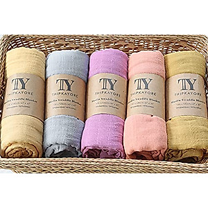 THIPKAYORE Baby Swaddle Blankets, Baby Swaddling Neutral Receiving Blanket for Boys & Girls, 70% Bamboo & 30% Cotton, Large 47 x 47 inches Solid Color (Yellow)