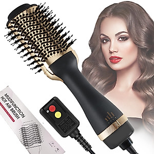 CosySun 3-in-1 Round Brush Hot Air Brush One Step Hair Dryer and Styler Volumizer, Gold, Ceramic Technology, 3 Speeds, 120V DC