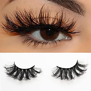 DAODER False Eyelashes 25mm Lashes Wispy Long 8D Mink Lashes Dramatic Volume Fluffy Eye Lashes Pack for Women 7Pairs Soft Reusable Fake Eyelashes