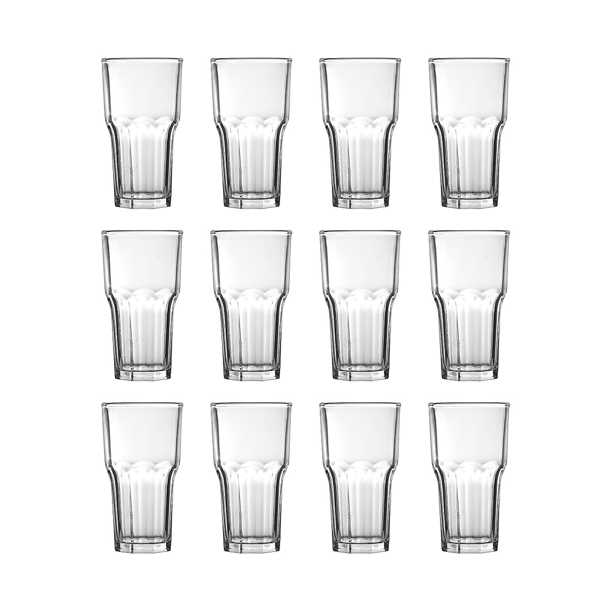 Fortessa Basics Chez Bistro Everyday 12 Pack Set Glassware Kitchen and Barware Great for: Beer, Cocktails, Water, Juice, Iced Tea, Soft Drinks., Cooler Glass, 16 Ounce