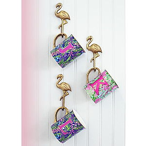 Lilly Pulitzer Initial Ceramic Coffee Mug, 14 Oz Tea Cup, Cute Mug with Gold Handle and Gift Box, K (Coming In Hot)