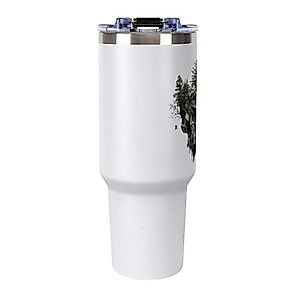 Funny Gothic Skull Insulated Tumbler with Lid And Straw Stainless Steel Travel Coffee Mug 40oz Deep Blue-style