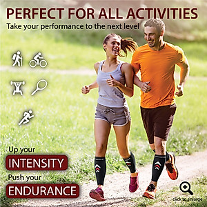 Rymora Calf Compression Sleeves Men Women Shin Splints Running (Pair) (Black) (M)