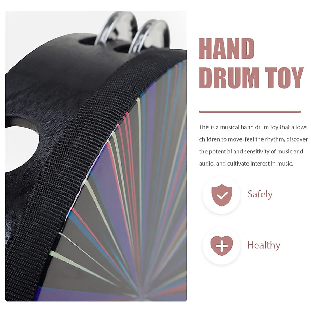 Radiant Tambourine Handheld Drum Bell: Double Row Tambourines 8 Inch Musical Instrument Reflective Hand Drum for Church KTV Party Silver