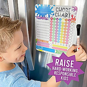 Slime Kids Chore Chart Magnetic, Reward Chart for Kids, Good Behavior Chart for Kids at Home, My Responsibility Chart for Kids, Magnetic Reward Chart for kids Behavior, Color Chore Chart for One Child