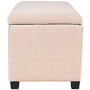 Amazon Basics Upholstered Storage Rectangular Ottoman and Entryway Bench, Beige, 35.5"W x 16.5"D x 17"H
